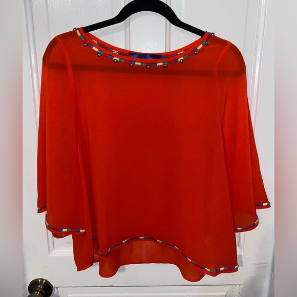 Blue Rain | Tops | Red Shear Shirt | Poshmark